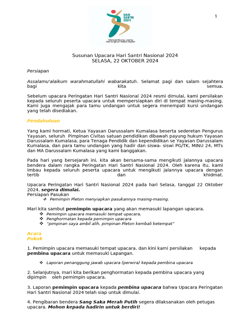 Susunan Upacara HSN | PDF | Perjalanan | Kajian Bahasa Asing