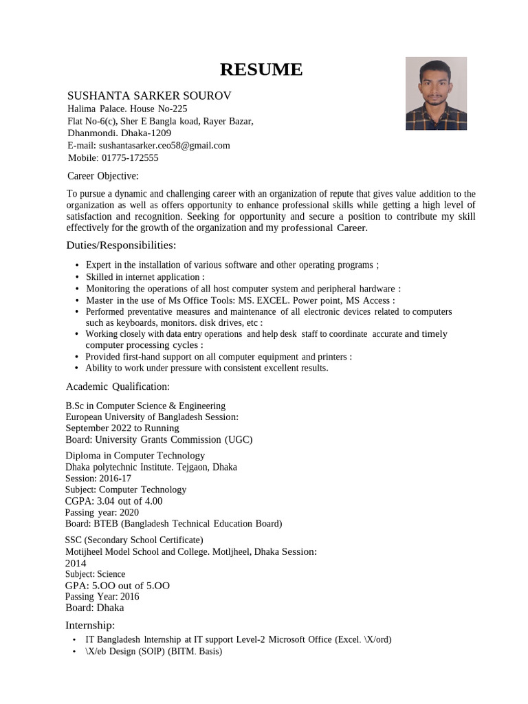 RESUME Orginal | PDF | Computing