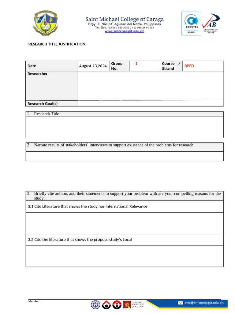 Saint Michael College of Caraga: Research Title Justification | PDF ...