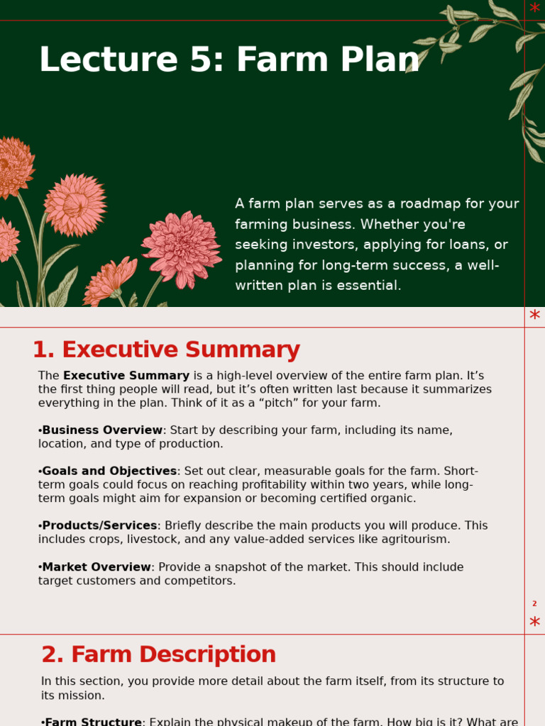 Lecture 6 Farm Plan | PDF | Farms | Agriculture