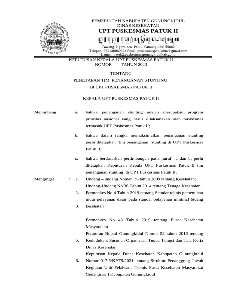 Tim Penanganan Stunting Puskesmas Patuk II | PDF