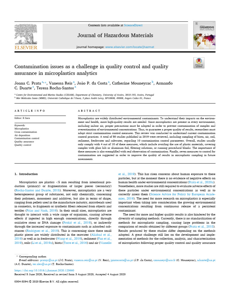 Contamination Control in Microplastics Analytics | PDF | Filtration ...
