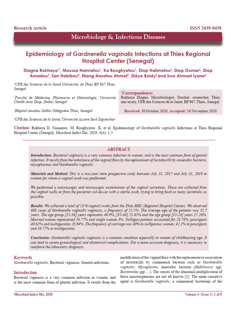 Epidemiology of Gardnerella Infections | PDF | Medical Specialties ...