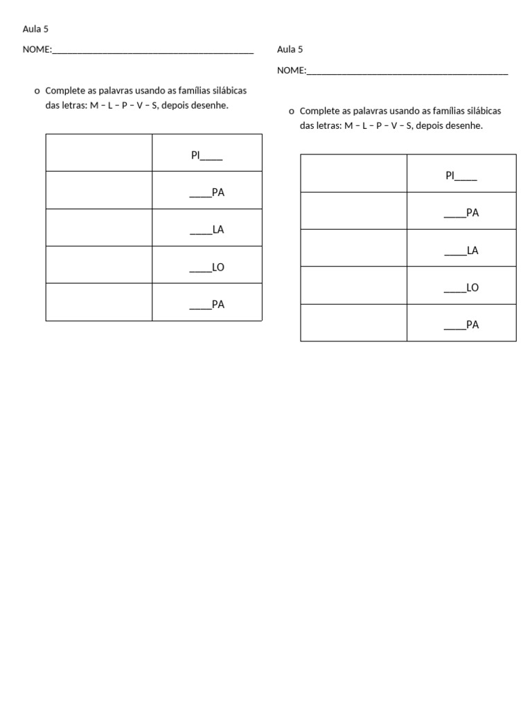 Aula 5 Atividade Complete Mlpvs | PDF