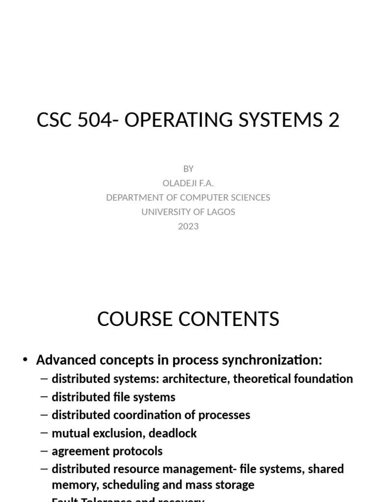 CSC 504 - Lecture Series I - Revision oCT 31 2023 | PDF | Input/Output | Process (Computing)