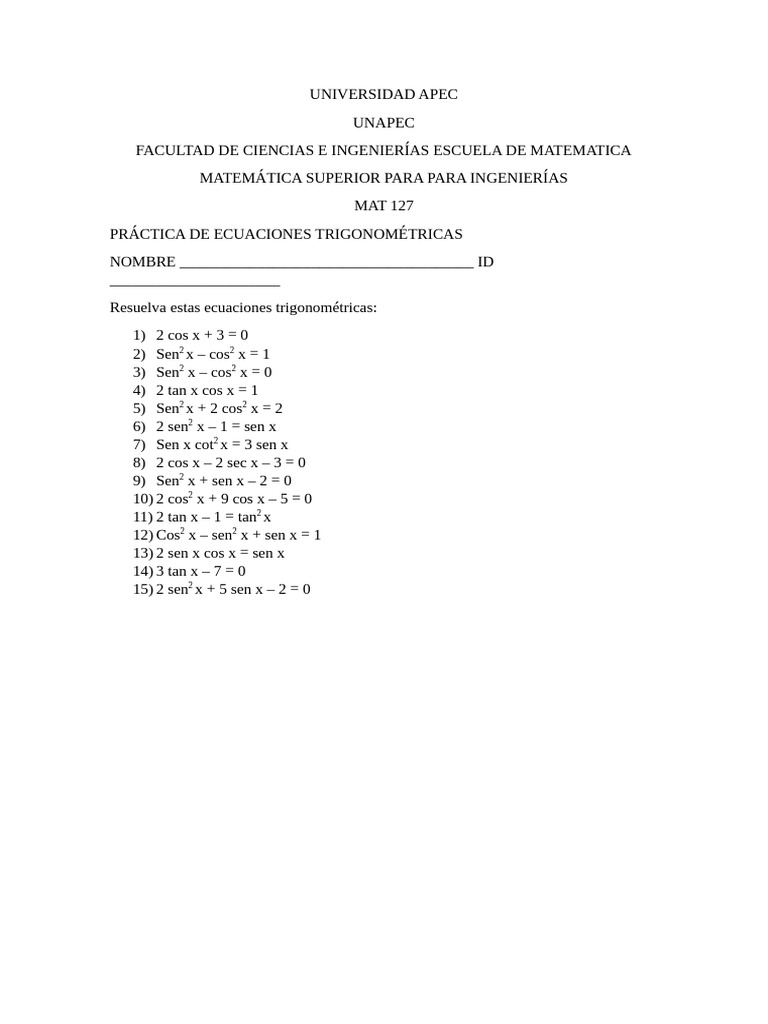 Práctica de Identidades Trigonométricas | PDF | Métodos y materiales de ...