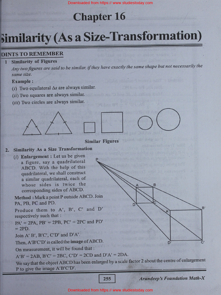 ICSE Class 10 Maths Ad Chapter 16 Similarity As A Size Transformation ...
