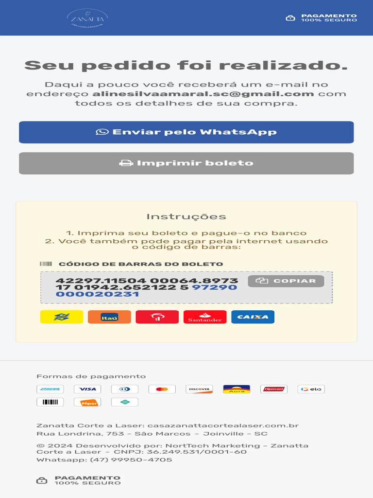 Compra Finalizada - Zanatta Corte A Laser | PDF | Finanças e ...