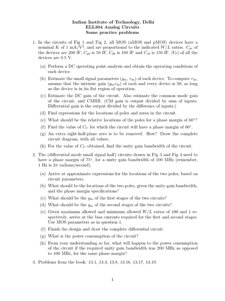 practice | PDF | Mosfet | Bandwidth (Signal Processing)