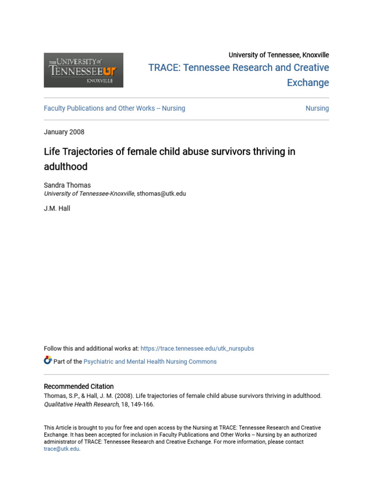 Life Trajectories of Female Child Abuse Survivors Thriving in Adu | PDF | Child Abuse | Psychology