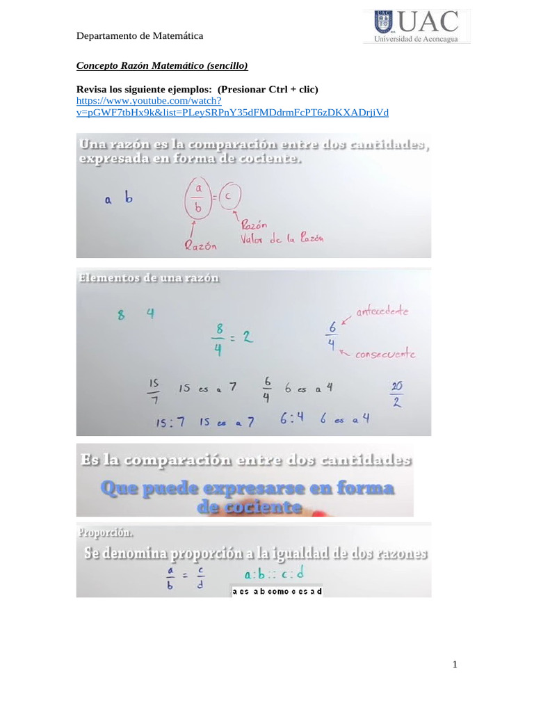 Definición de Razón Matemática | PDF