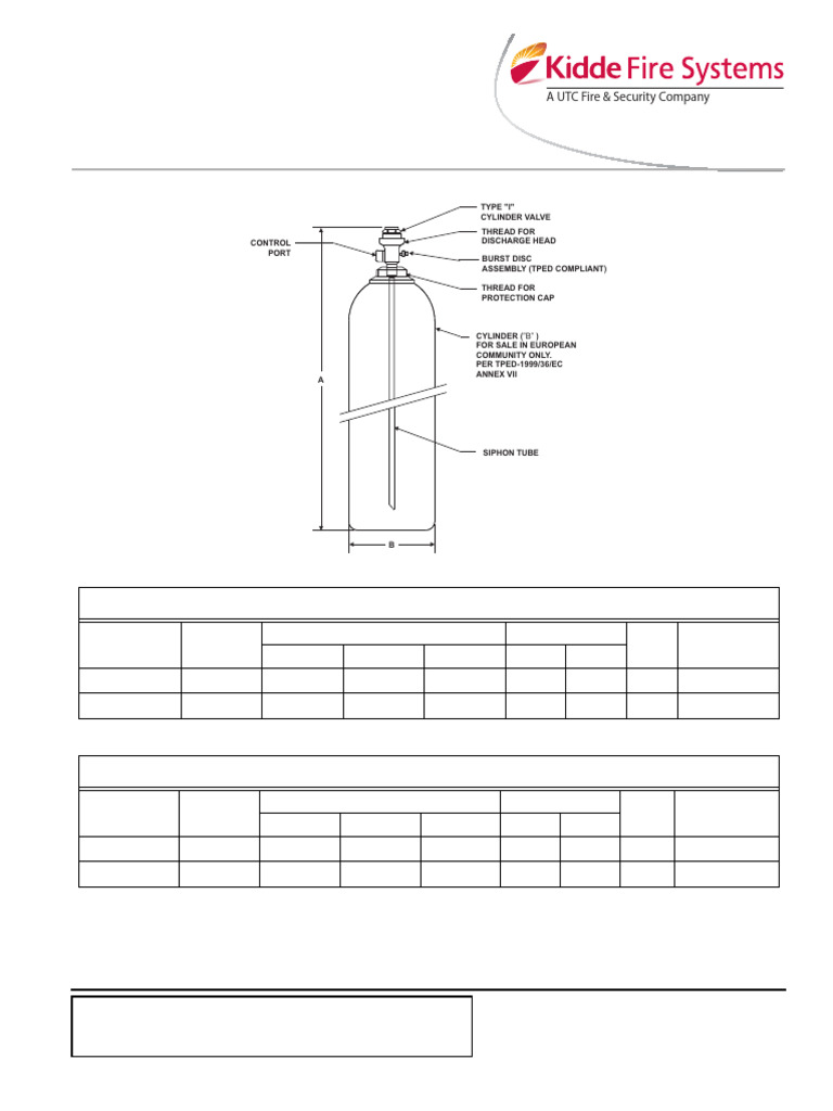 Kidde-CO2-Cylinder-100lb DATA SHEET | PDF | Carbon Dioxide | Equipment