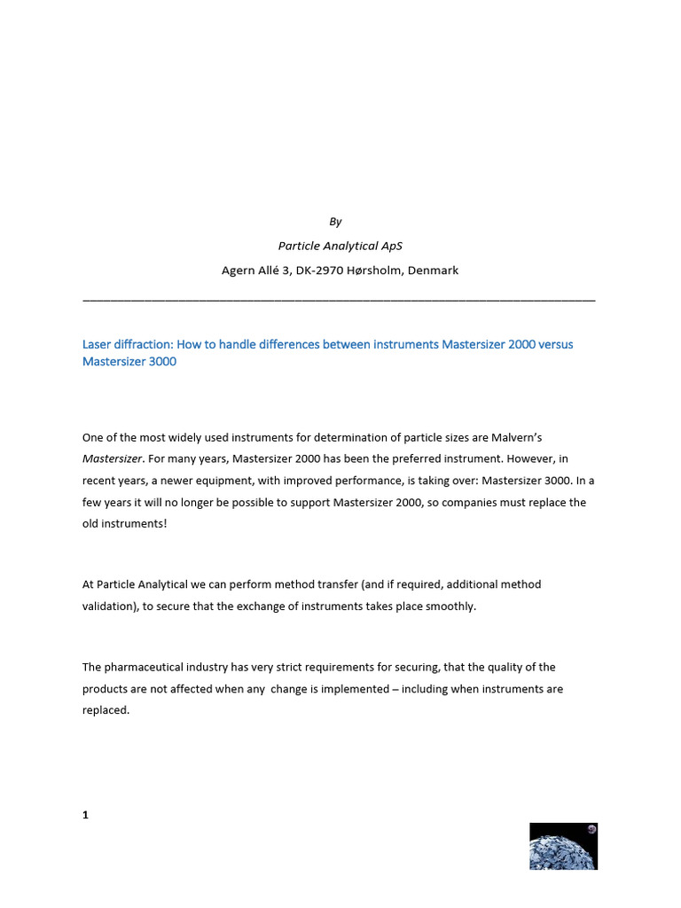 Mastersizer 2000 to 3000 Transition Guide | PDF | Optics | Dispersion ...