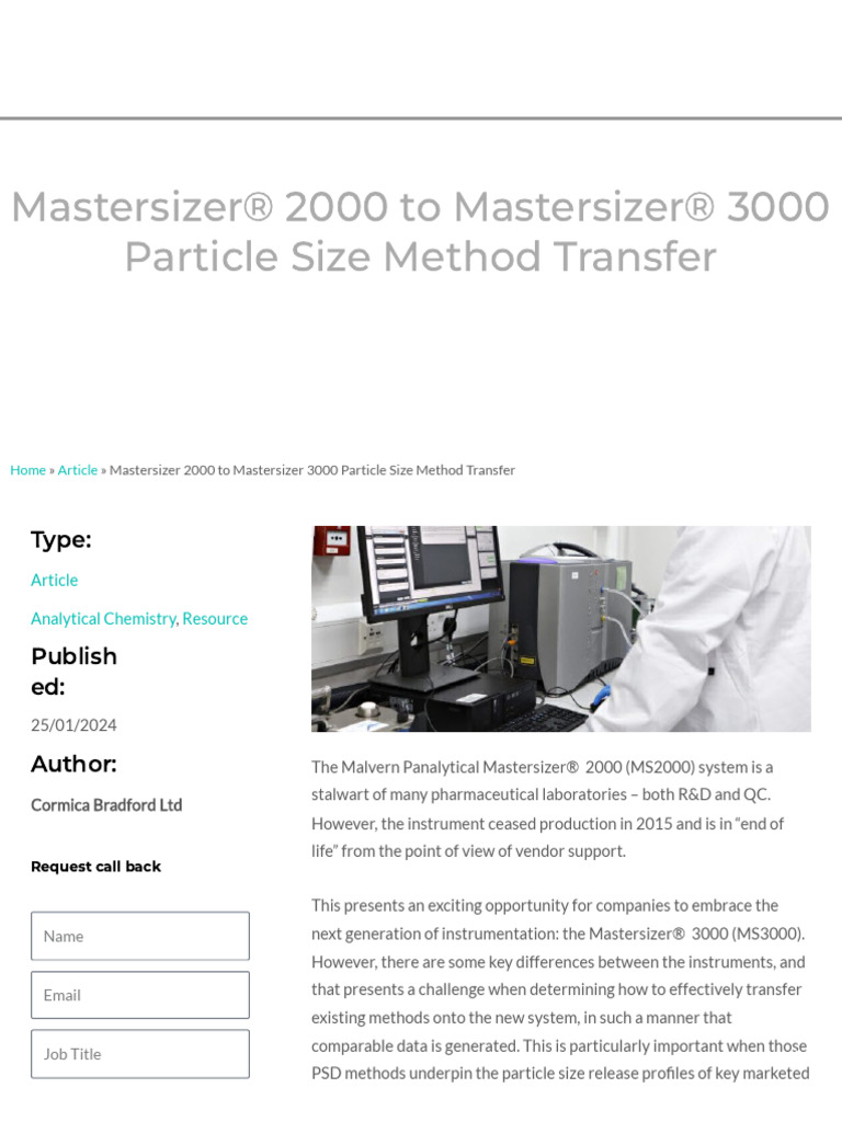 Mastersizer 2000 To Mastersizer 3000 Particle Size Method Transfer ...