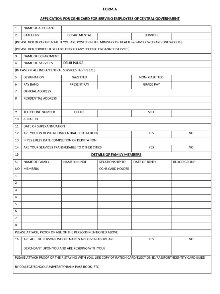 Cghs Form Pdf Identity Document Government And Personhood