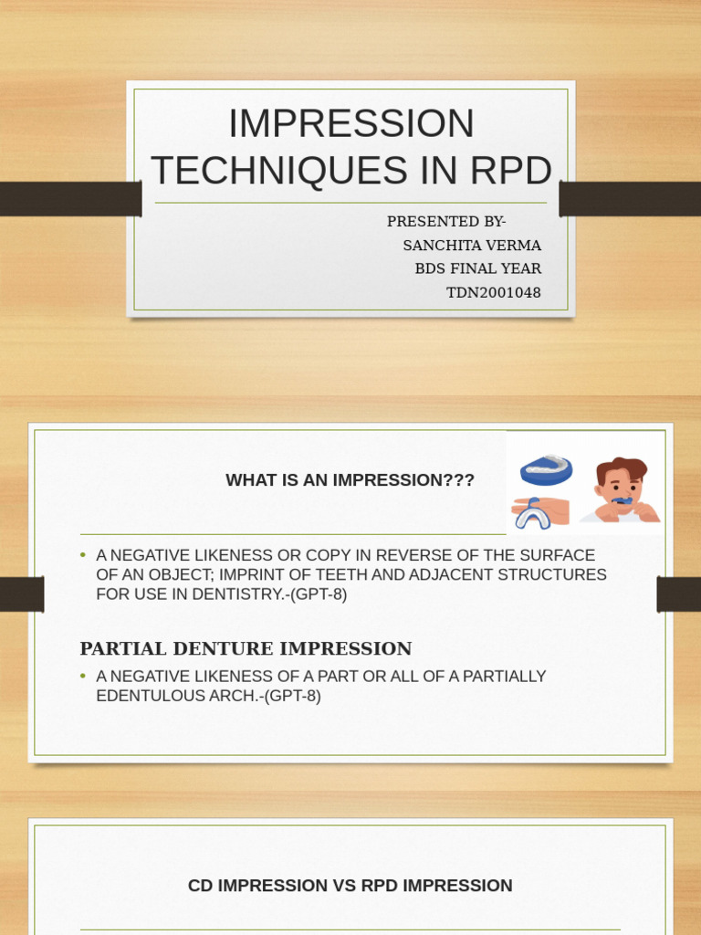 Impression Techniques for RPDs Explained | PDF | Dentures | Dentistry ...
