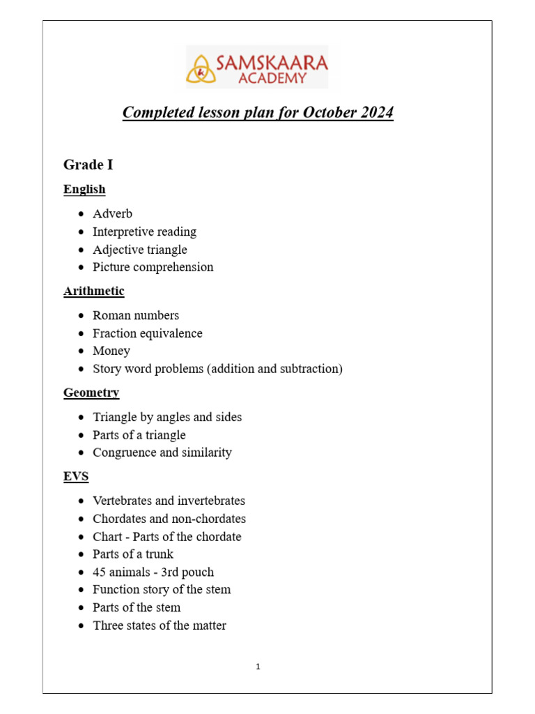 LE October 2024 Lesson Plan-3 | PDF