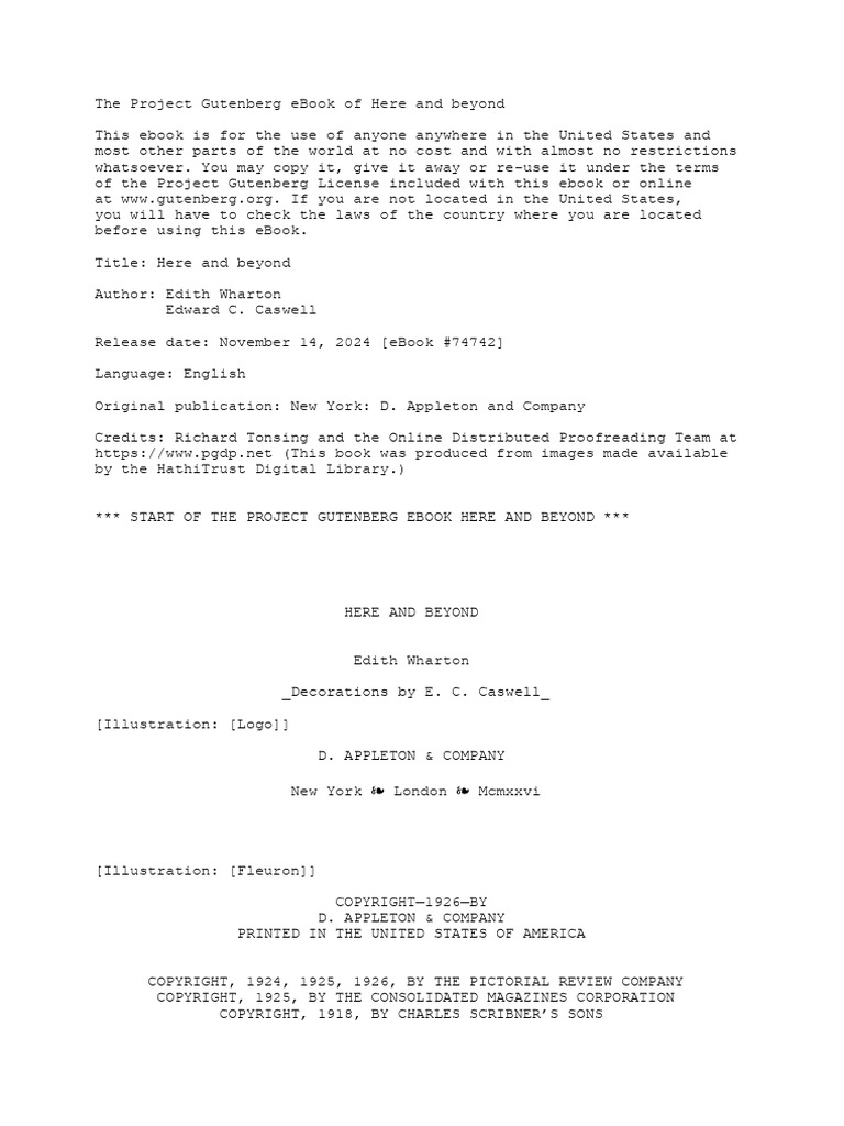 Here and Beyond PDF | PDF | Project Gutenberg