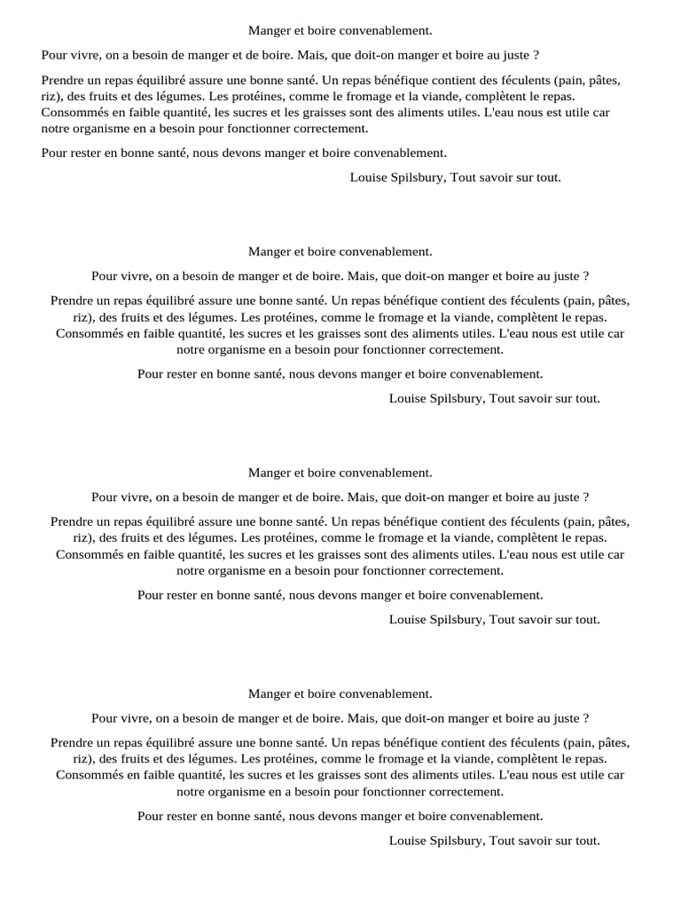 Manger Et Boire Convenablement | PDF | Manger | Repas
