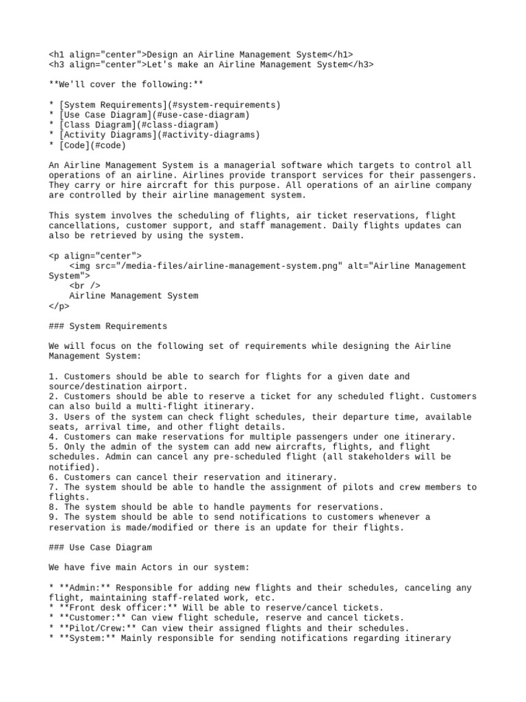 design-an-airline-management-system | PDF | Airlines | Aviation