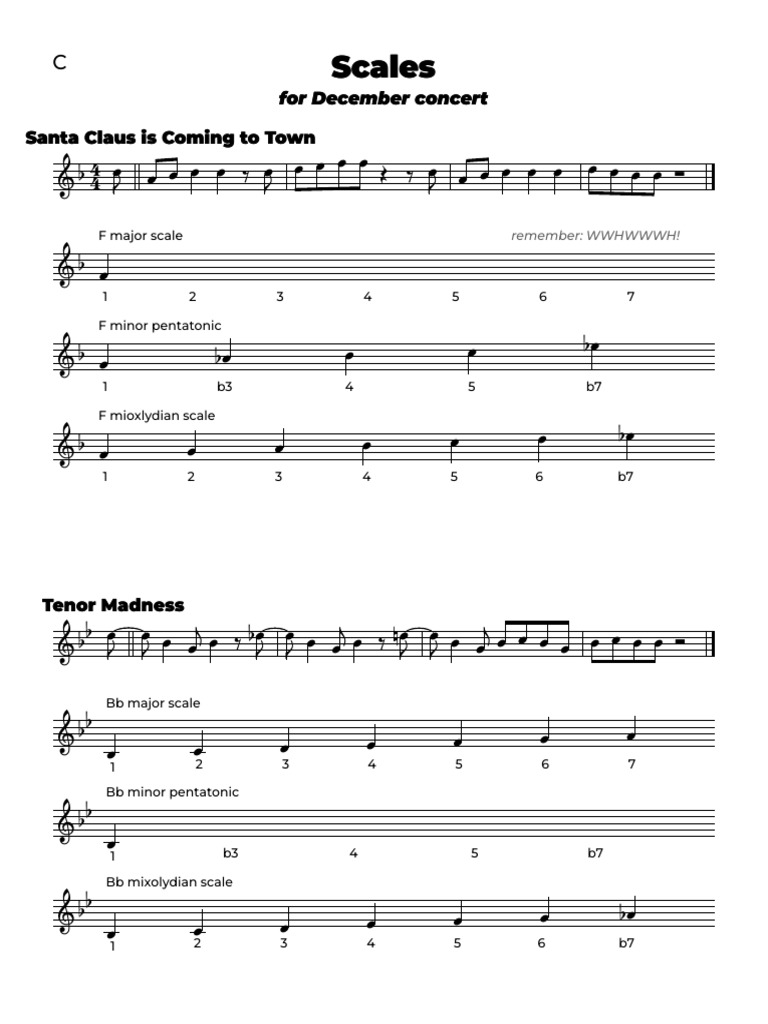 Scales For December Concert-C | PDF | Musical Scales | Melody