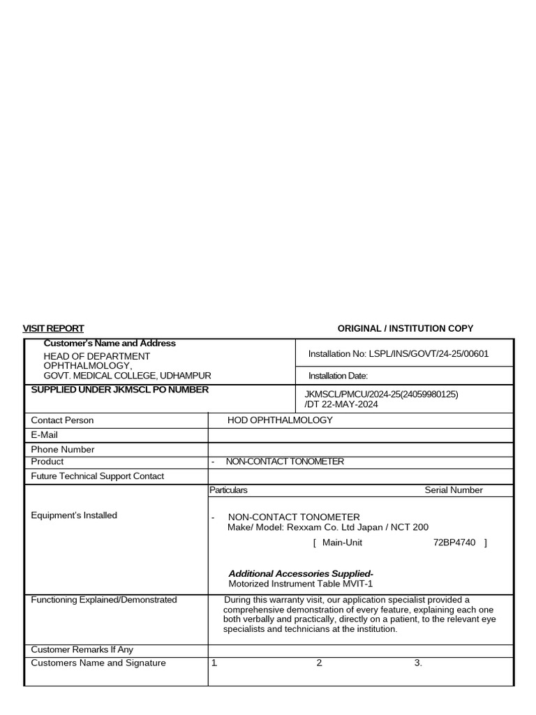 Visit Report Format Nov 2024 | PDF | Technology & Engineering