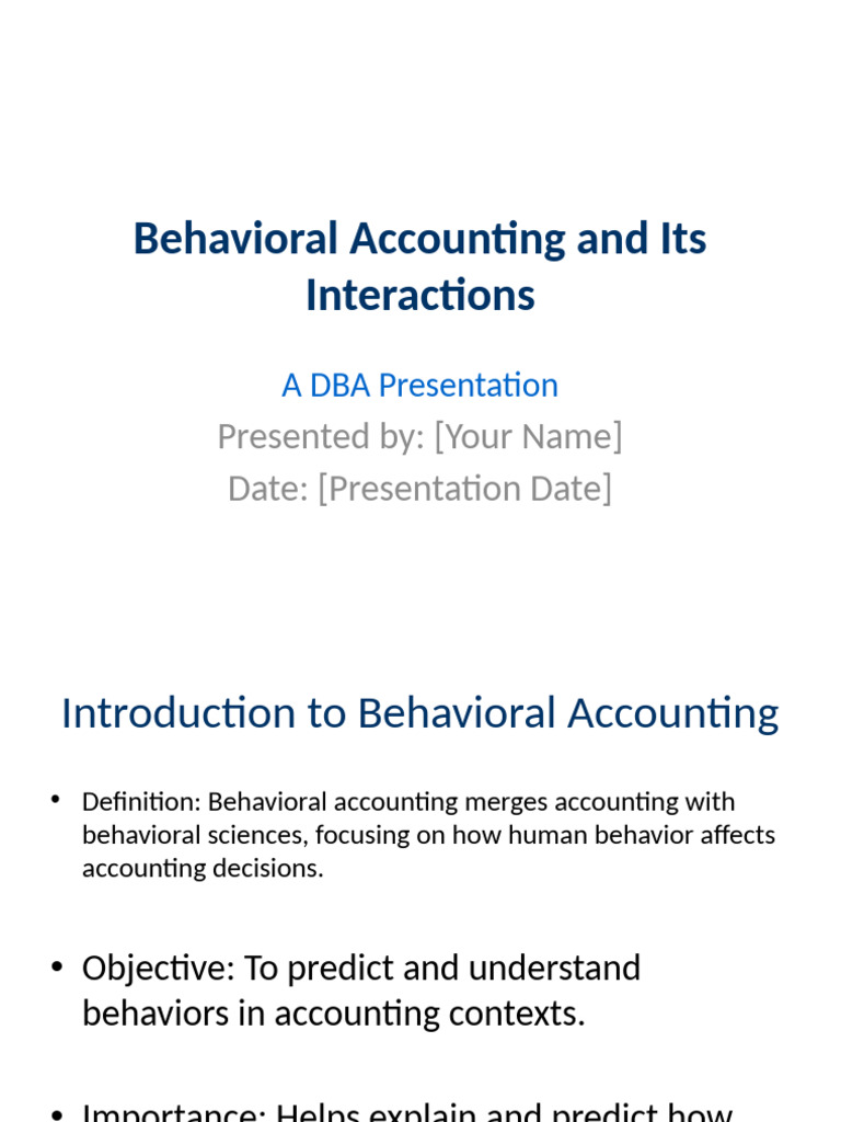 Behavioral Accounting Presentation | PDF | Finance & Money Management