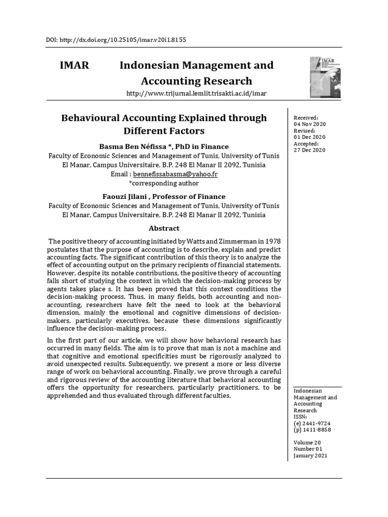Behavioral Accounting Insights and Factors | PDF | Decision Making ...