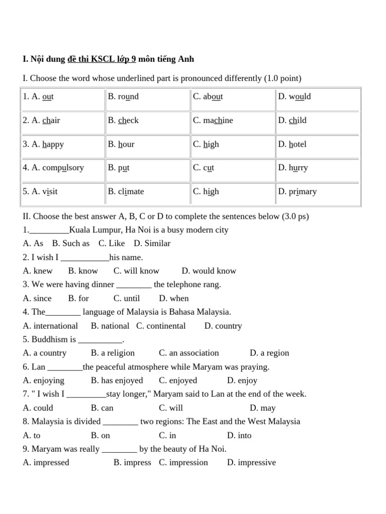 De Khao Sat Chat Luong Dau Nam Mon Tieng Anh Lop 9 Co Dap An | PDF | Natural Disasters | Storms