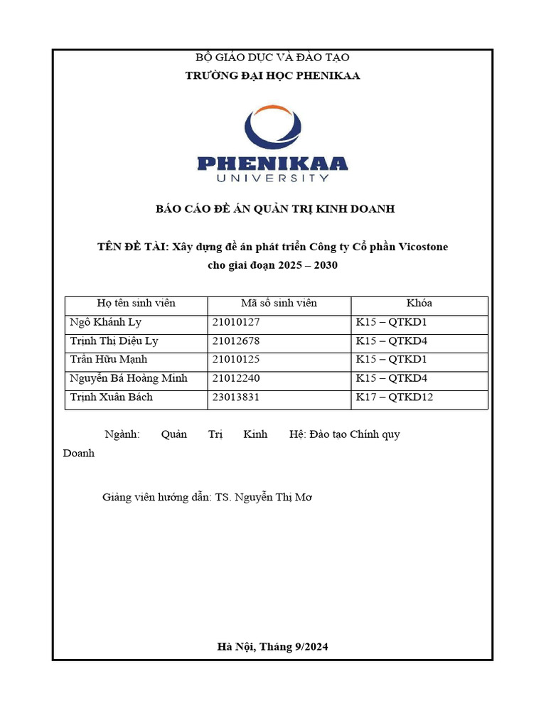 Đề Án Chuyên Ngành QTKD-Nhóm 43-Nhóm Duyệt | PDF