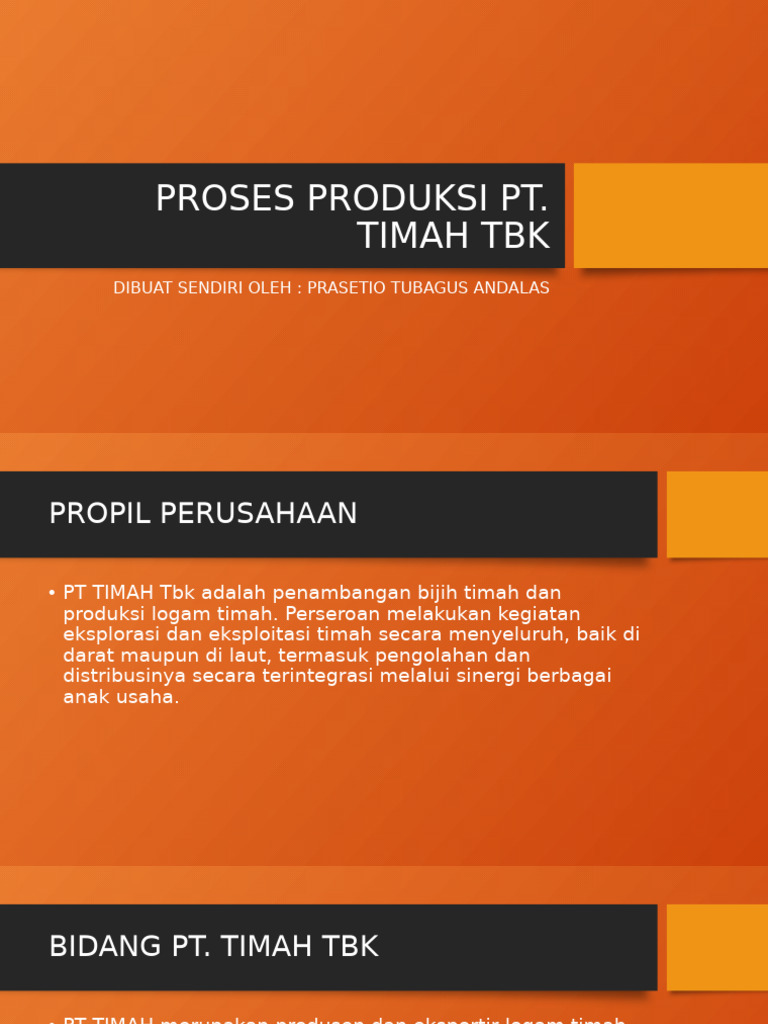Proses Produksi Timah PT. Timah Tbk | PDF
