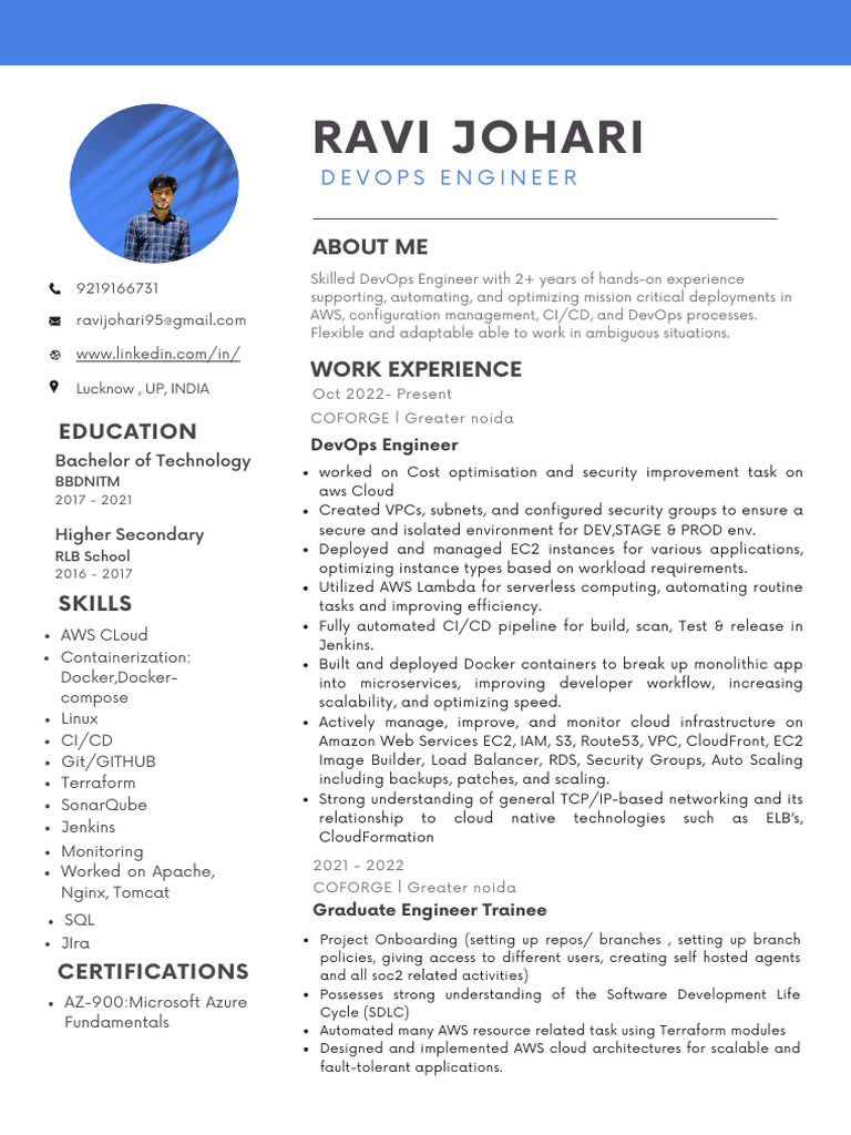 Ravi Johari Devops Resume | PDF | Amazon Web Services | Cloud Computing