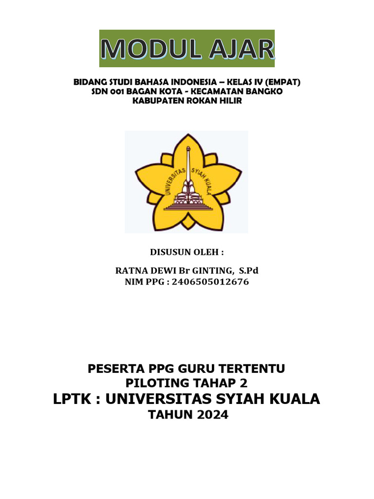 Modul Ajar - Ratna Dewi BR Ginting - 2406505012676 | PDF | Karier ...