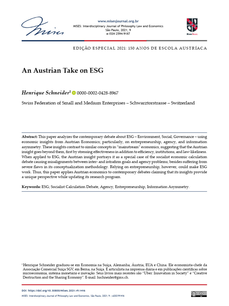 An Austrian Take On ESG | PDF | Corporate Social Responsibility ...