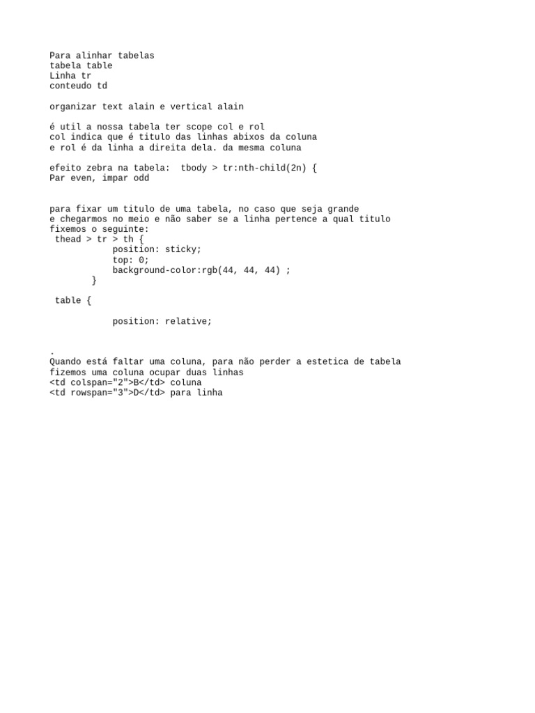 Curso HTML Css Tabelas | PDF