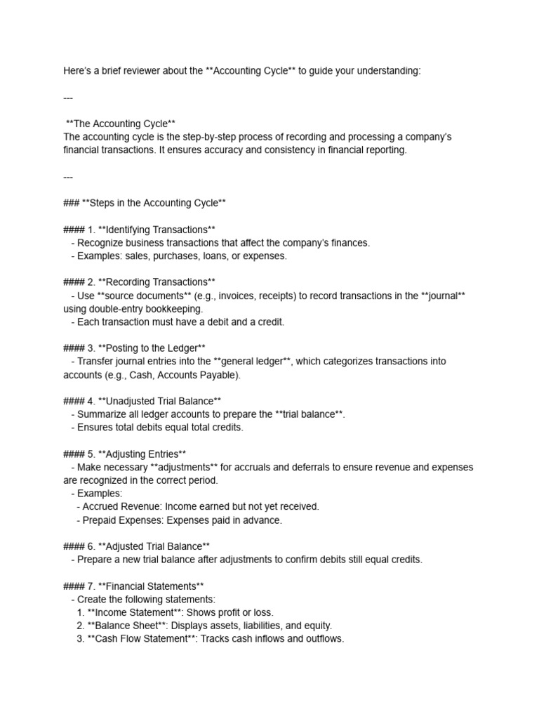 Comprehensive Guide to Accounting Cycle | PDF | Debits And Credits | Money