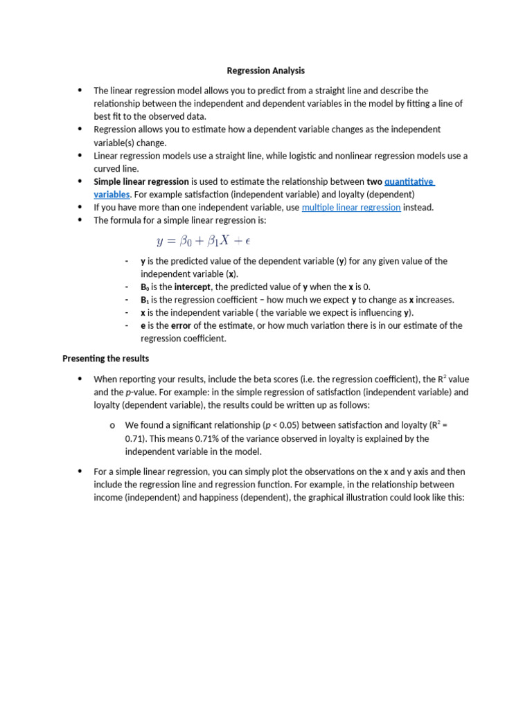 Handout On Regression Pdf Linear Regression Dependent And Independent Variables