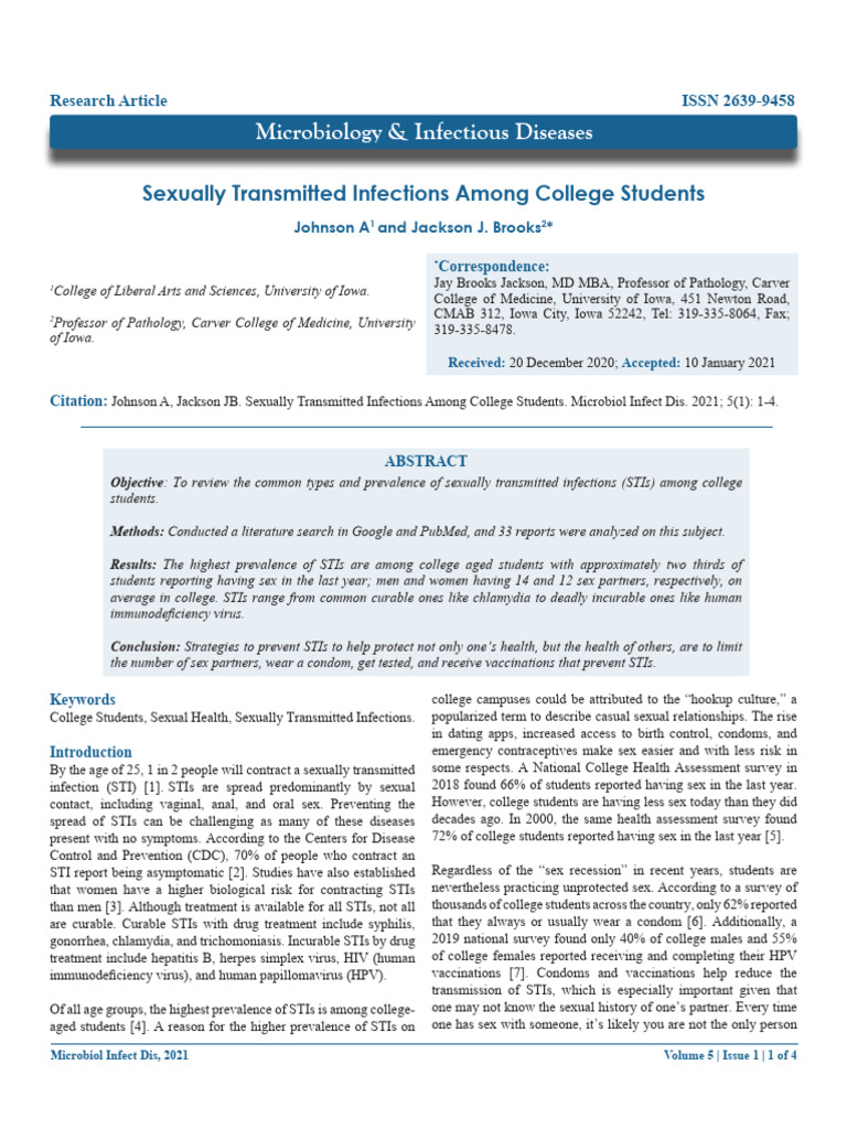 STIs in College Students: Prevalence & Prevention | PDF | Sexually ...