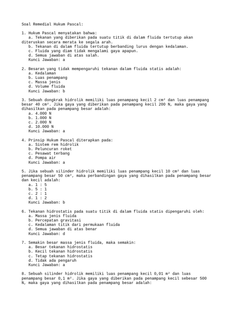Soal Remedial Hukum Pascal | PDF