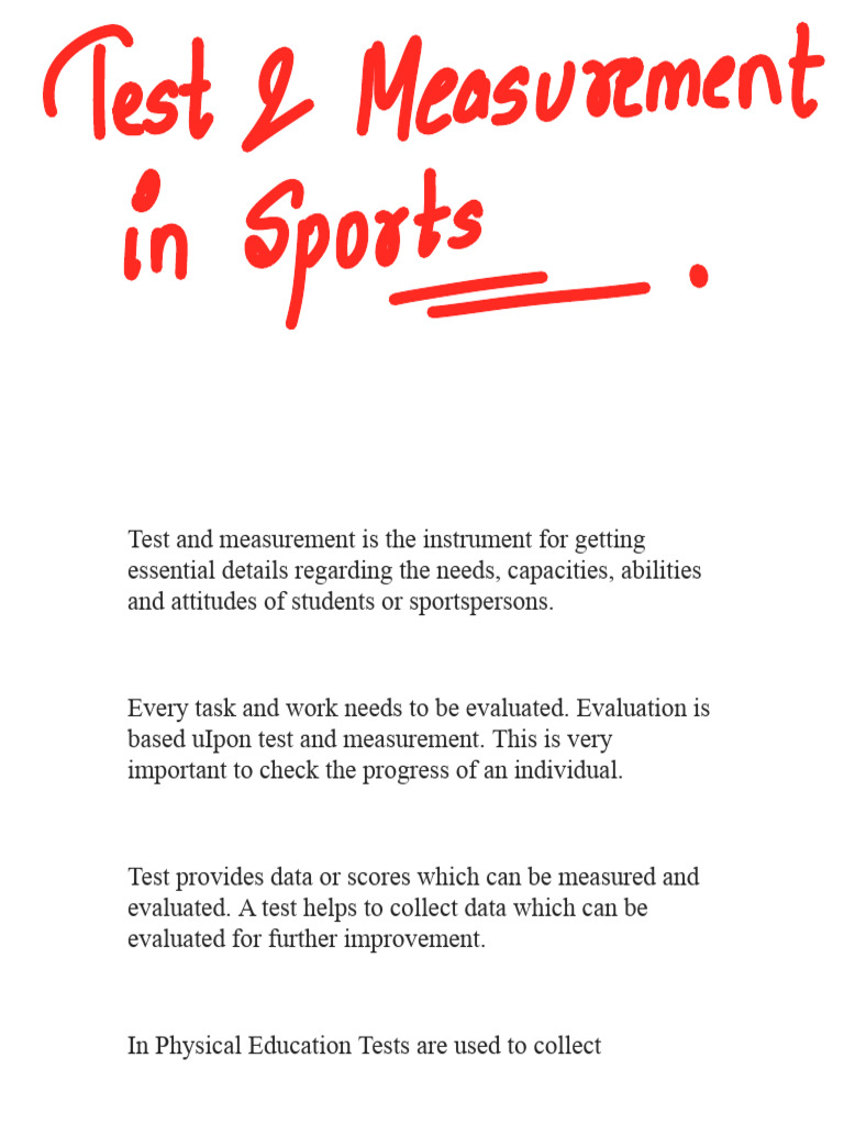 Test and Measurement in Sports | PDF