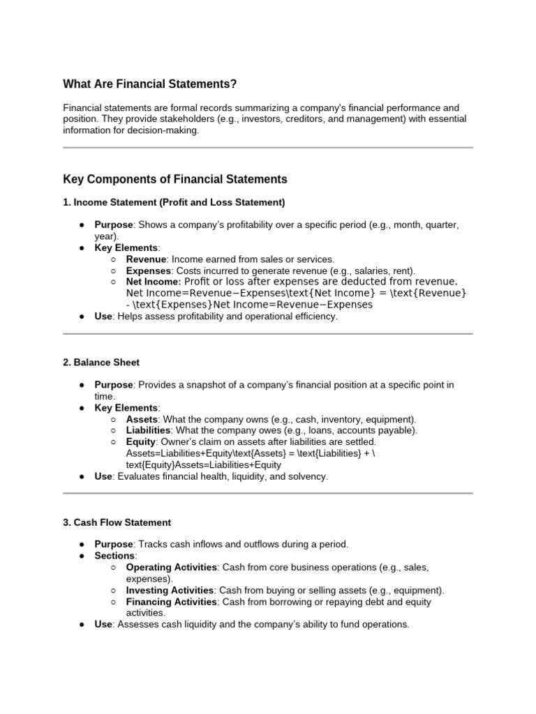 Overview of Financial Statements | PDF | Equity (Finance) | Expense