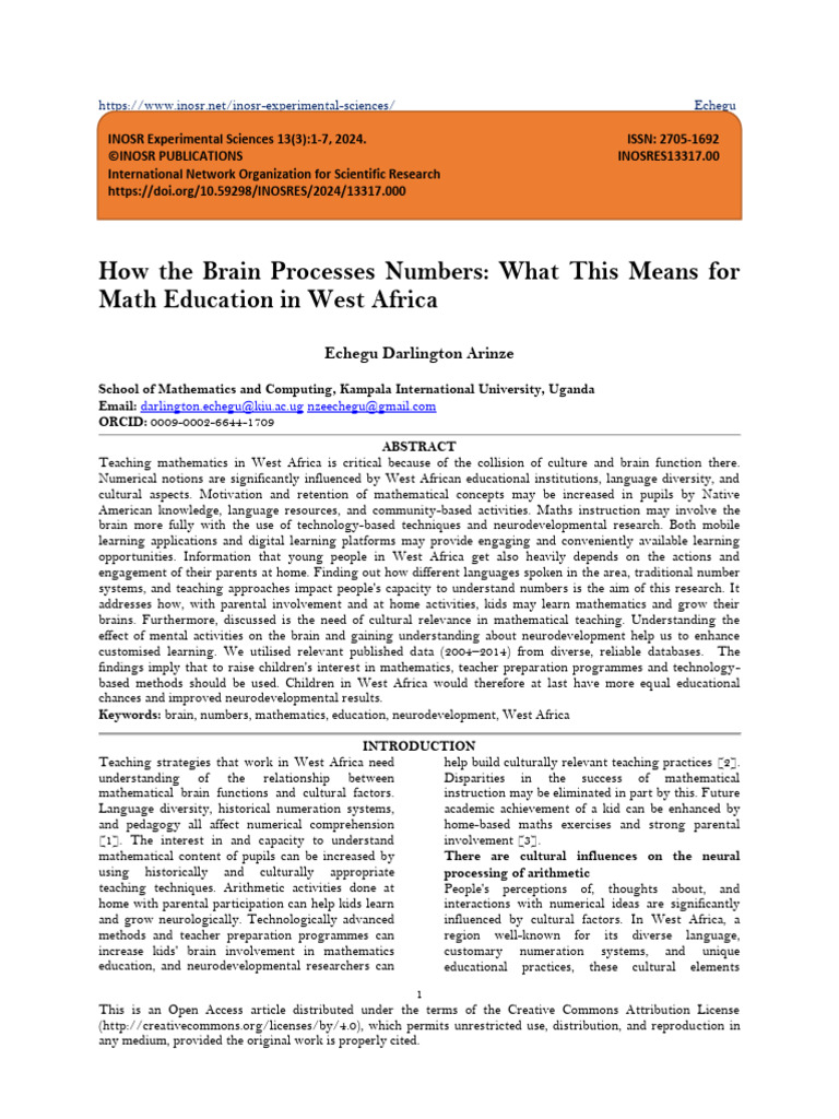 How The Brain Processes Numbers: What This Means For Math Education in ...