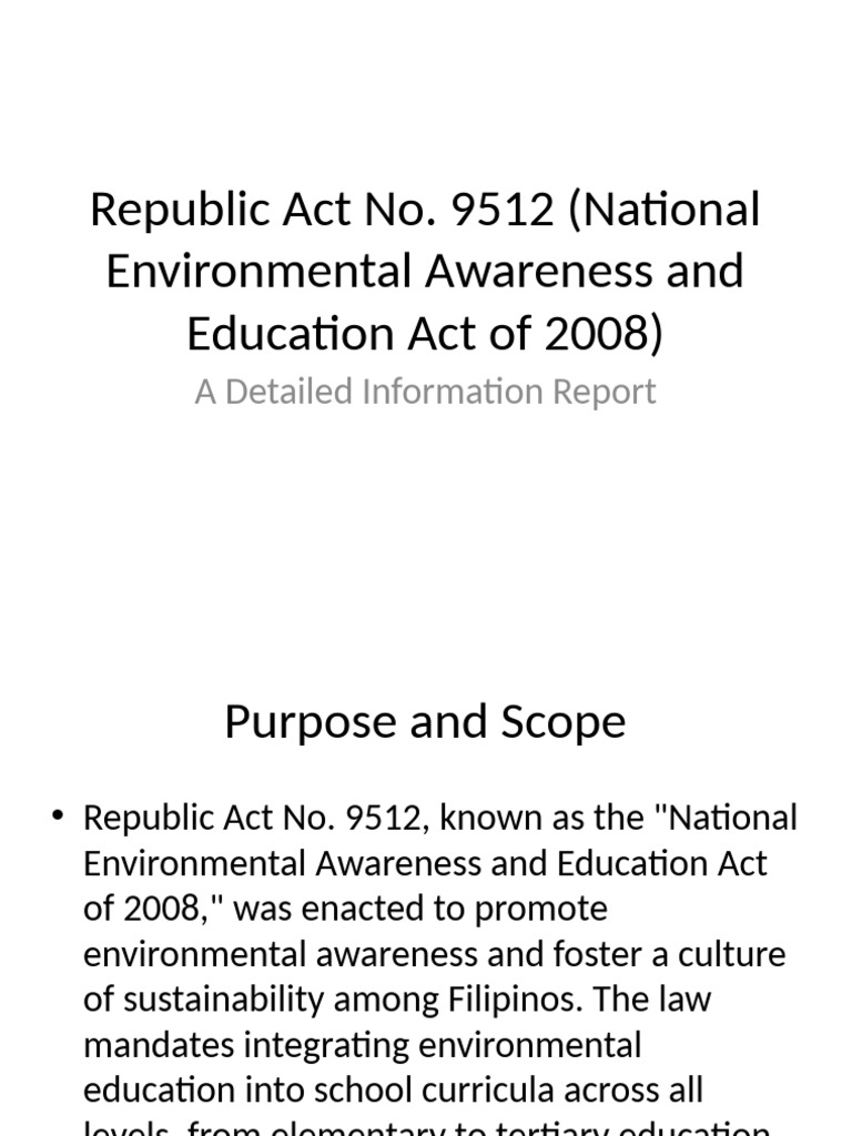 Republic Act No 9512 National Environmental Awareness Report | PDF | Social Science | Science ...