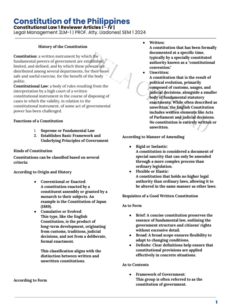 For Sale Reviewer Consti | PDF | Constitution | President Of The ...