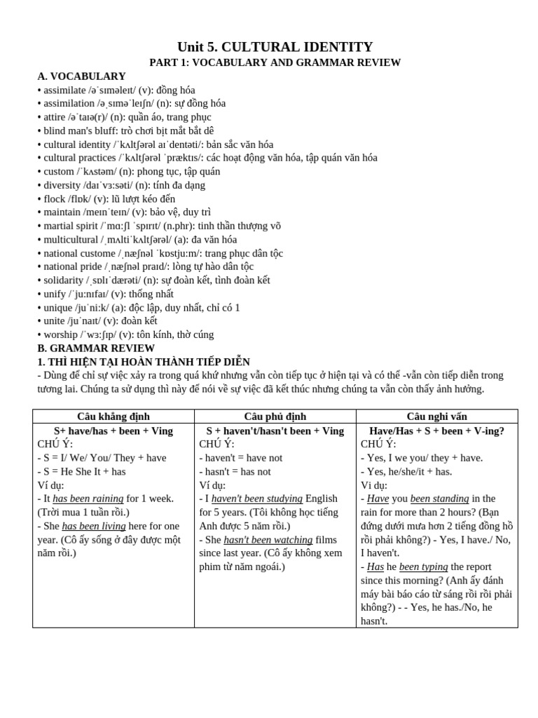 Unit 5 - Cultural Identity | PDF