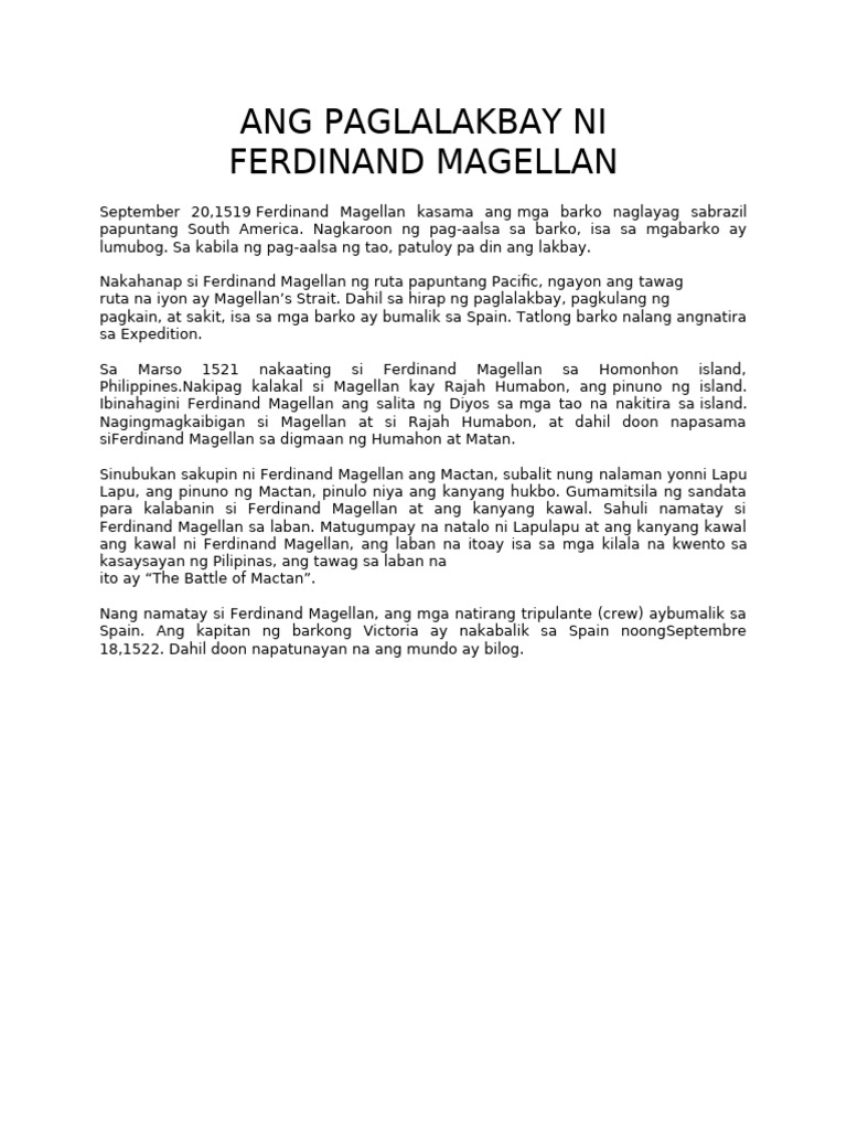 Ang Paglalakbay Ni Magellan Pdf