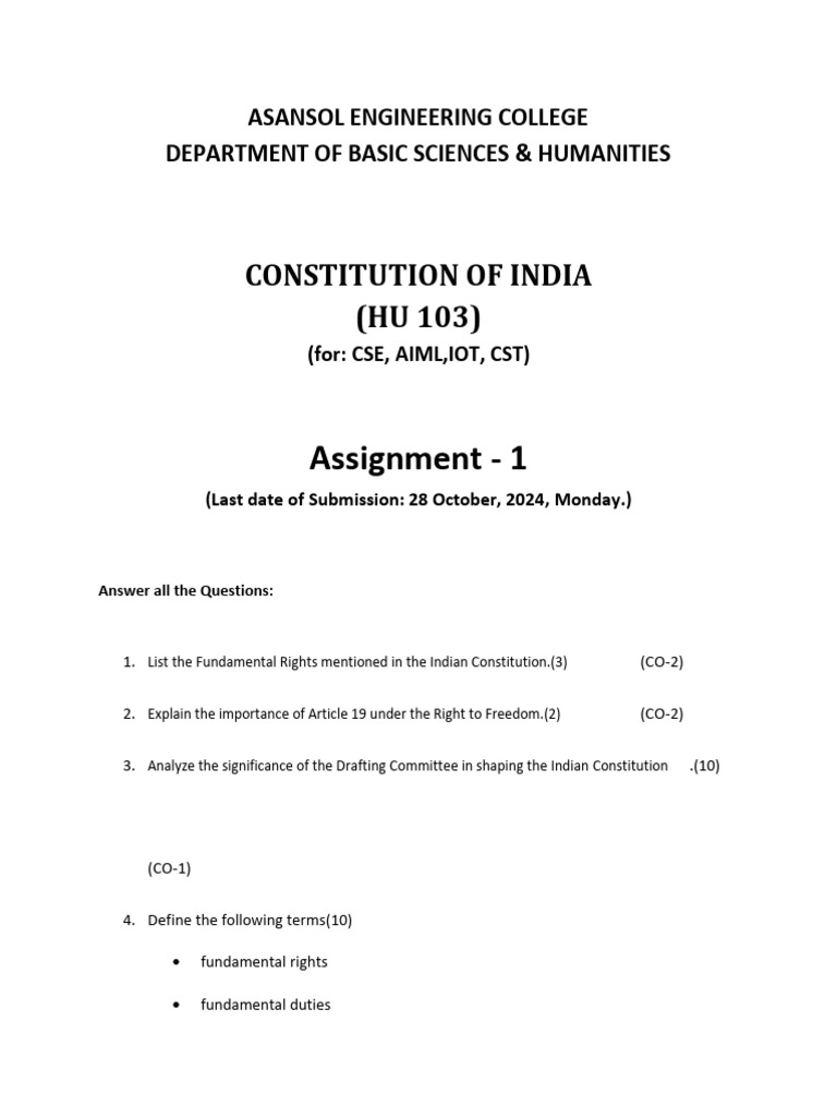 Constitution of India Assignment | PDF | Technology & Engineering