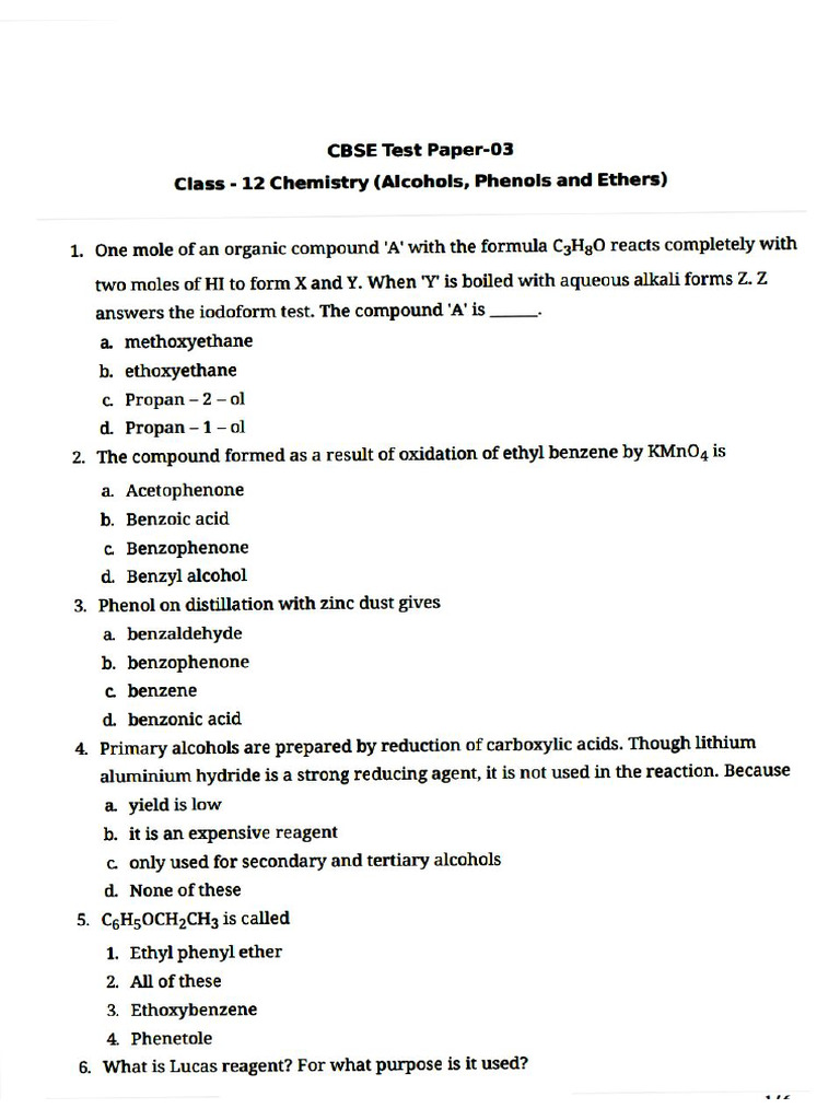 Alcohol Phenol Test 321 | PDF