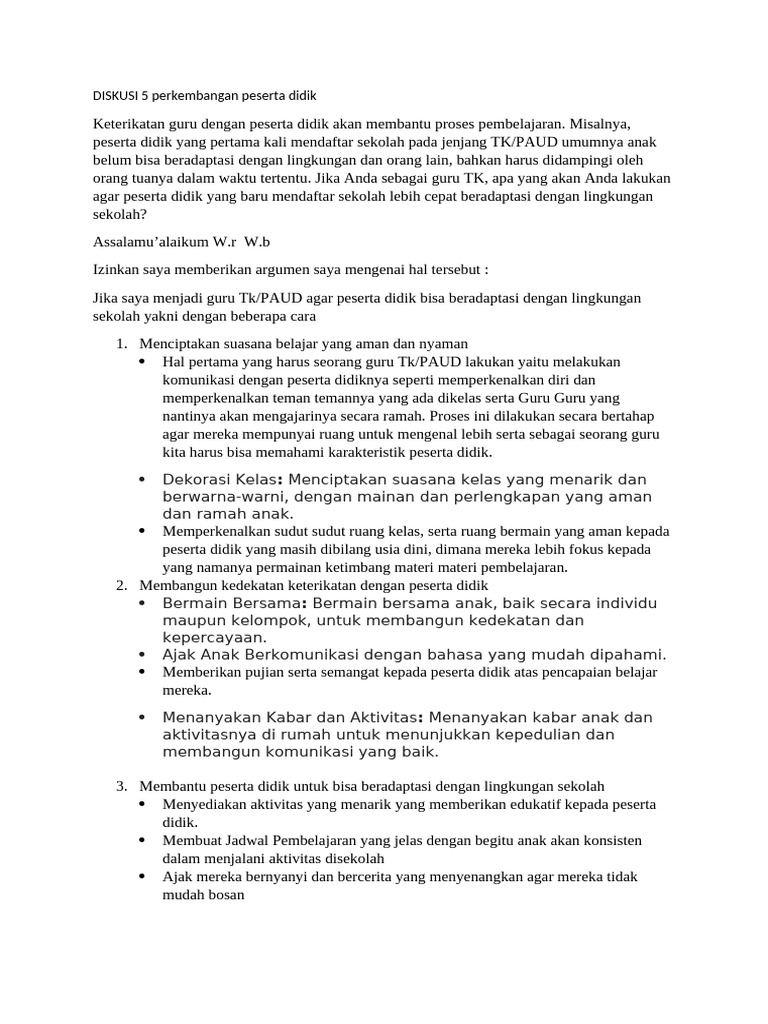 DISKUSI 5 Perkembangan Peserta Didik | PDF | Kesehatan Holistik