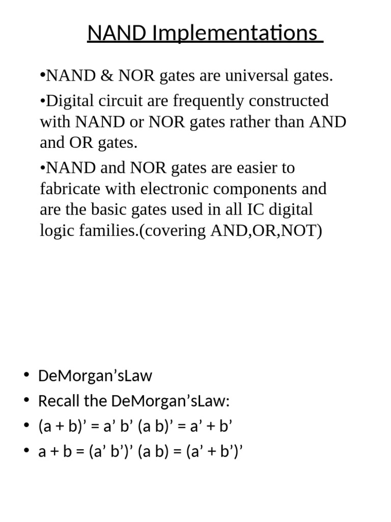 NAND and NOR Implementations | PDF
